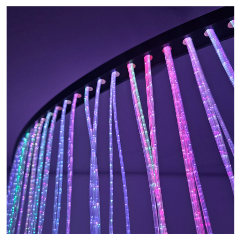Fibre optic light curtain for sensory room corner